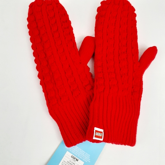Lego | Accessories | Adult Lego Red Stud Knit Mittens Winter Gloves ...